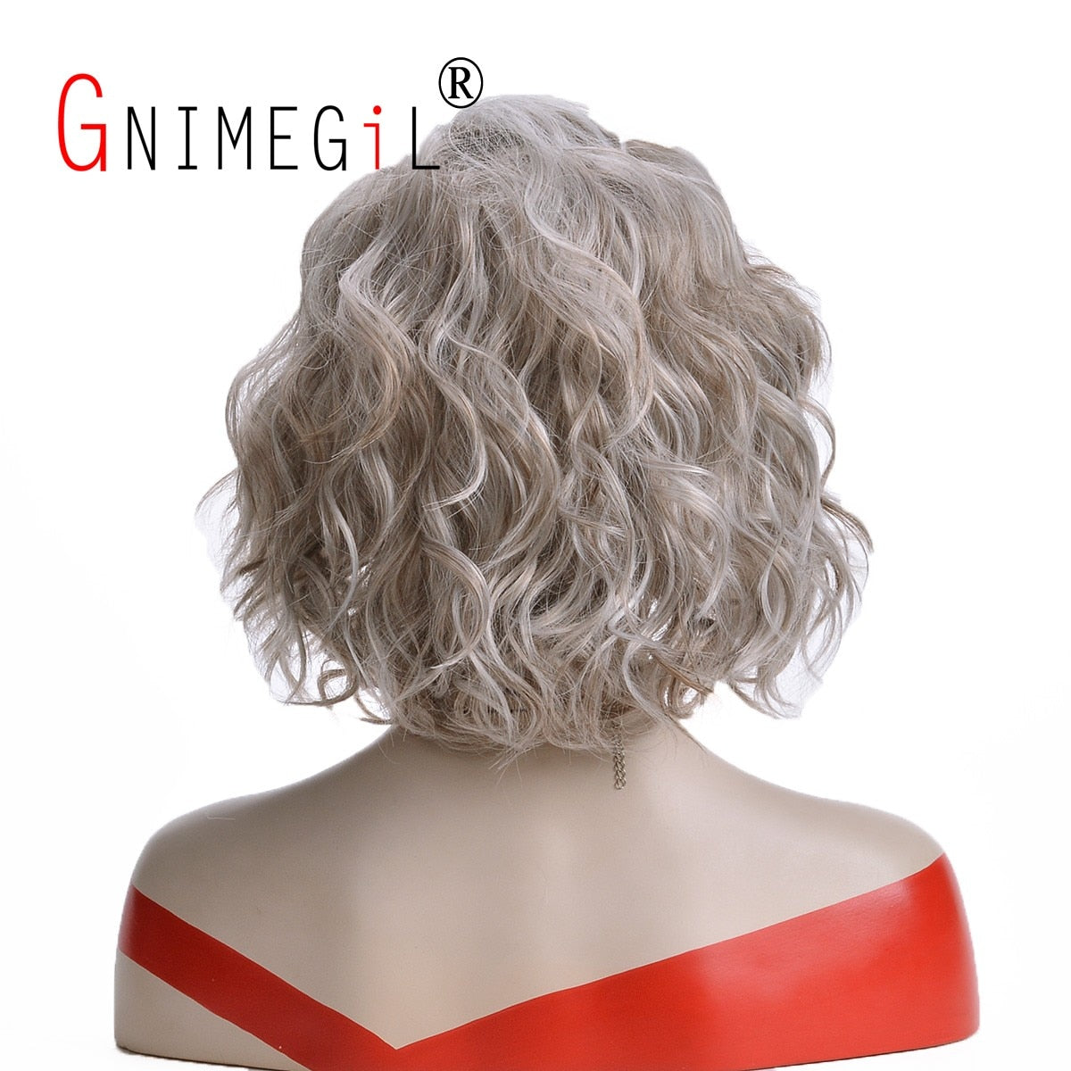 "Sandy" Grey/ Silver Short Synthetic Curly Wavy Wigs with Dark Roots ...